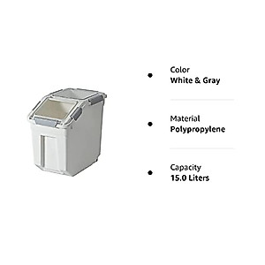 HANAMYA 15 Liter / 30 lbs Rice Storage Container with Measuring Cup, BPA free, For Rice | Grain | Pet Food | Flour, 2 count, White