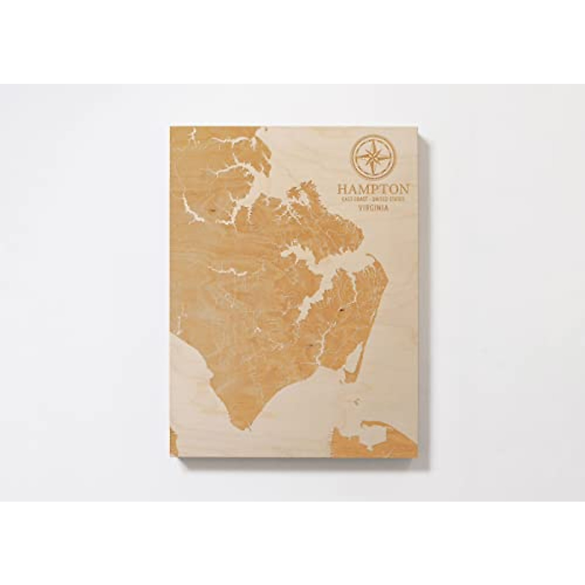 Hampton, Virginia, Engraved Wood Coastal Chart Wall Art Sign, Beach House Home Decor Nautical Print, Unique & Personalized, nautical décor, Gift for him her, Coastal Living, 18 X 24, Blue