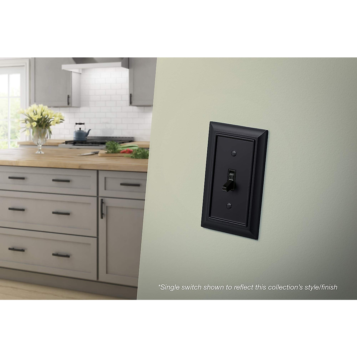 Franklin Brass 64219 Architectural Single Toggle Switch Wall Plate, Matte Black