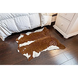 Genuine Calfskin Hereford Calf Hide Cow Skin Cowhide Rug Leather Area Rug 3 x 3 ft.