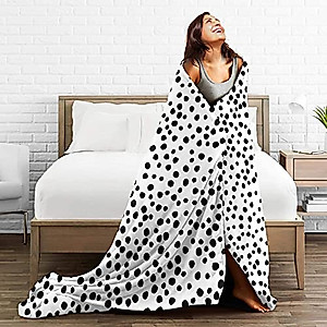 Black White Polka Dots Blanket for Adults Women Soft Flannel Throw Blankets Lightweight Warm Leg Blanket for Winter Couch Bed 50 x 60 in