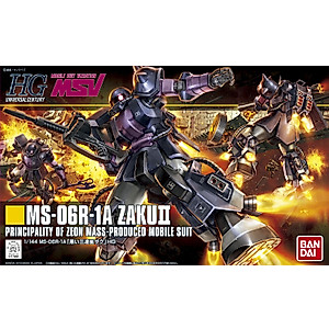 Bandai Hobby HGUC MS-06R-1A Zaku II High Grade Universal Century 1/144 Gundam MSV Action Figure (Black Tri-Stars Color)