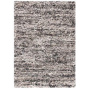 SAFAVIEH Iceland Shag Collection Area Rug - 5'3" x 7'6", Cream & Grey, Modern Design, Non-Shedding & Easy Care, 2.5-inch Thick Ideal for High Traffic Areas in Living Room, Bedroom (ISG519A)