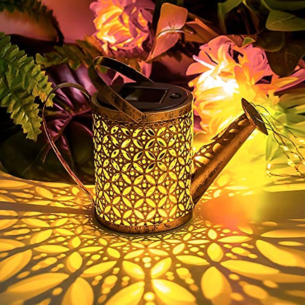 Upgrade Large Watering Can with Lights - Solar garden lights, Waterproof Solar Lanterns Garden Decorations for Outdoor, Pathway, Yard, Deck, Lawn, Patio, Walkway, Courtyard Party Decor Gardening Gift