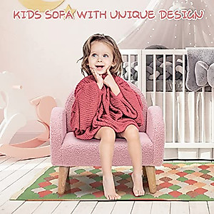 INFANS Kids Sofa, Toddler Armchair with Solid Wooden Frame Anti-Tipping Design Plush Fabric, Upholstered Children Chair for Kindergarten Playroom Preschool, Gift for Boys Girls, Toddler Couch