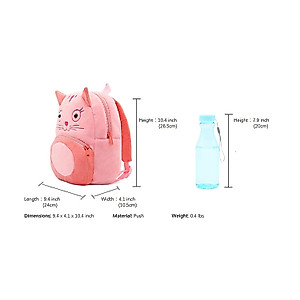 KISSOURBABY Cute Toddler Backpack Toddler Bag Plush Animal Cartoon Mini Travel Bag for Baby Girl Boy 1-4 Years(Cat)