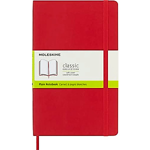 Moleskine Classic Notebook, Soft Cover, Large (5" x 8.25") Plain/Blank, Scarlet Red, 192 Pages