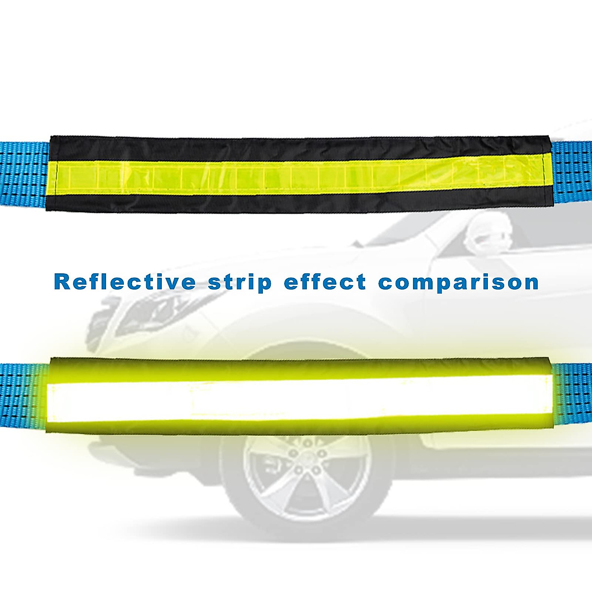 jeseny 1 Pack Car Tow Rope, Super Heavy-Duty 8T Nylon Outdoor Emergency Rescue Rope, 16.4Ft Night Fluorescence Car Tow Strap Duty, Suitable for Various Vehicles Heavy Duty Emergency Towing (Blue)
