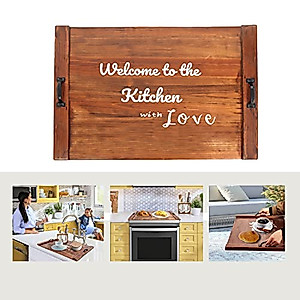 Gas Stove Burner Covers with Handles,LEKUAIJIA Electric Stove Burner Covers Made of Extra Thick Pine Wood, Handcrafted Cookware.