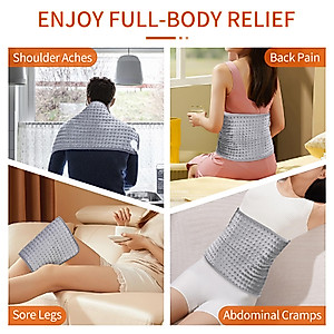 2 Pack XL Heating Pads for Back Pain & Cramps Relief,10 Heat Settings,Auto Shut Off,Moist Heat Pad for Neck and Shoulders,Electric Heat Pads for Knees,Legs,Gifts for Women & Men,Gray & Navy,12''x24''