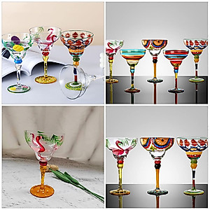 Luxshiny Flamingo Cocktail Glass Crystal Martini Wine Glasses Hand Painted Margarita Decorative Glass Goblet Wedding Party Glassware Gifts