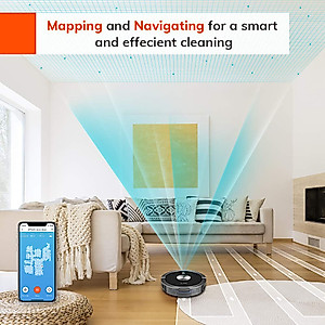 ILIFE A9 Robot Vacuum Cleaner, Wi-Fi Connected, Cellular Dustbin, Strong Suction, 2-in-1 Roller Brush, Automatic Self-Charging, Slim,Quiet, Works with Alexa, for Hard Floors to Medium-Pile Carpets.