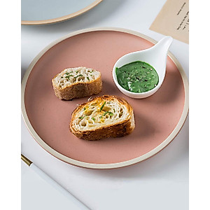 MDZF SWEET HOME 8.3-Inch Porcelain Dinner Plates Set, Pasta Serving Plates Matte Glaze Dessert Dishes - Set of 4