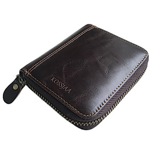 KOSSJAA credit card holders womens card case RFID blocking leather wallet Coin Purse mens (brown)