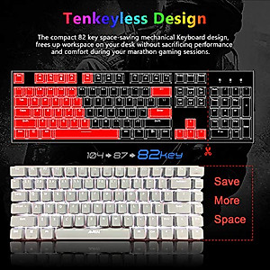 Gaming Keyboard and Mouse,3 in 1 White LED Backlit Wired Mechanical Keyboard Red Switch,RGB 6400 DPI Lightweight Gaming Mouse with Honeycomb Shell,Gaming Mouse Pad for PC Gamers(White)