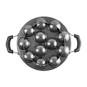 Cello Non-Stick 12 Cavity Appam Patra 2 Side Handle with Stainless Steel Lid