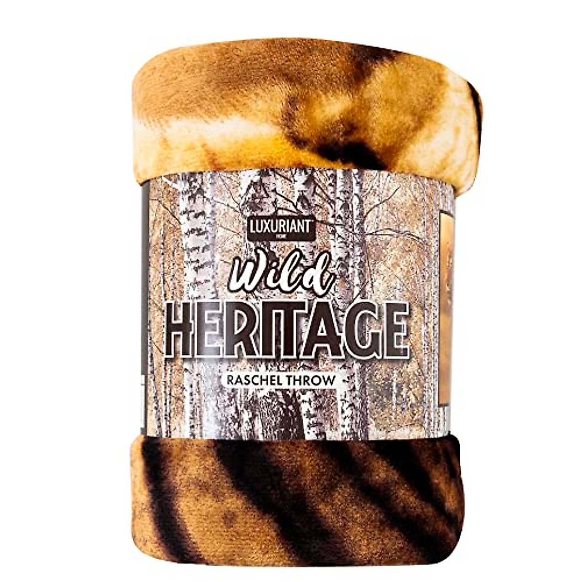 Northwest Savanna Tiger Oversized Raschel Throw Blanket, 60" x 80"