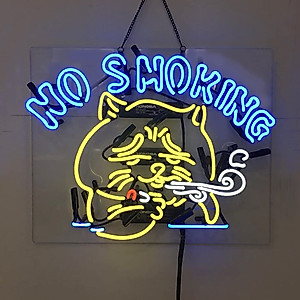 No Smoking Cat Neon Sign Handmade Real Glass Neon Tube Neon Light For Home Bar Man Cave Pub Store Restaurant Wall Décor Artwork Neon Bar Signs 19x15