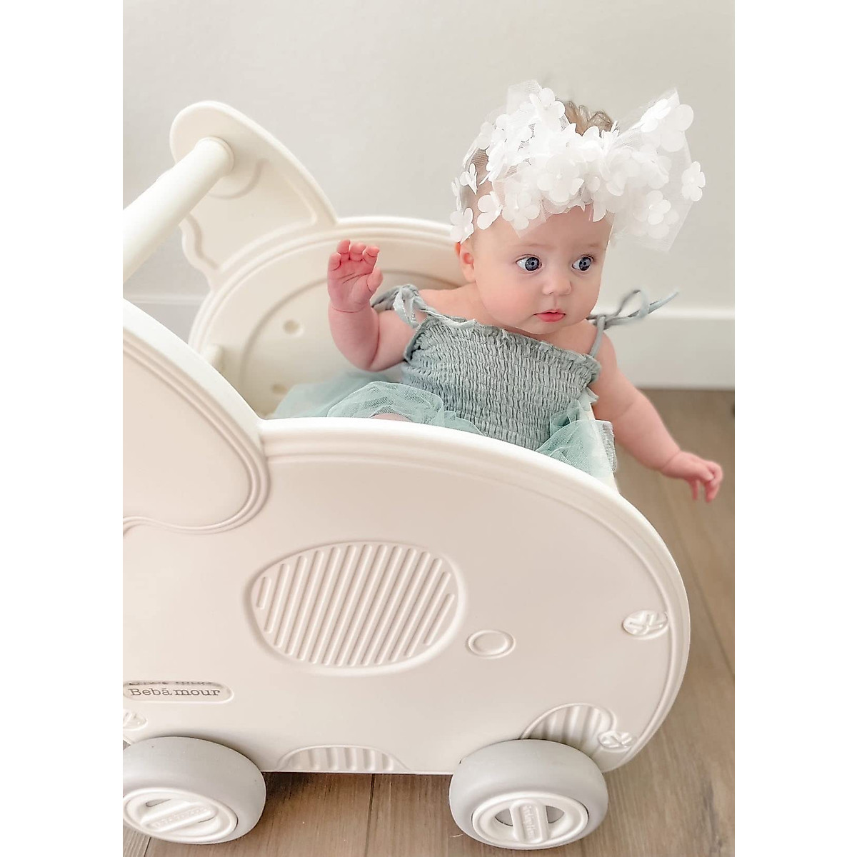 Bebamour Baby Shopping Cart, Baby Toys Push and Pull Baby Stroller, 2-in-1 Toddler Learning Walker Toy Storage Chest, Shopping Cart and Doll Stroller, White Cart