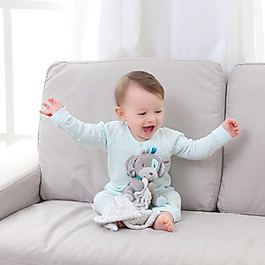 Inchant Puppy Security Blanket Baby Soothing Blanket with Animal Head, Unisex Baby Plush Blankie for Toddlers Kids(Dog Grey)