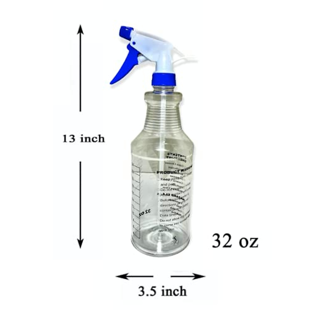 3 Pack Empty Spray Bottles, Spray Bottles for Cleaning Solutions, All - Purpose with Clear Finish, Pressurized Sprayer, Adjustable Nozzle, Printed Measurements and Checkbox (32 Ounce)