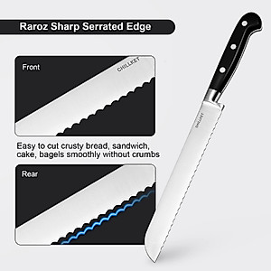 CHILLKET Bread Knife, Bread Slicer for homemade bread, 8 inch Serrated Knife for Crusty Bread, Sandwich, Cake, Bagels