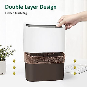 CIAOVITA Small Trash Can Mini Plastic Desk Garbage Can Waste Basket for Kitchen Bathroom Office Restroom Living Room, Trash Bin Countertop Little Compact Simple Modern Wastebasket 1.5 Liter White