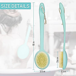 Olpchee Long Handle Bath Shower Body Brush Back Scrubber with Super Soft Nylon Bristles (Blue)