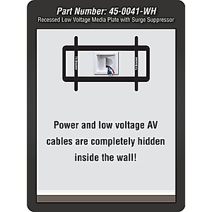 DATA COMM Electronics Media Plate with Duplex Surge Suppressor, White, 0 US
