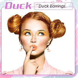 Yinkin 6 Pairs Rubber Duck Earrings Cute Ducky Earrings for Women Jewelry Gift Resin Dangle Drop Earring Cruise Earring(Conventional Style)