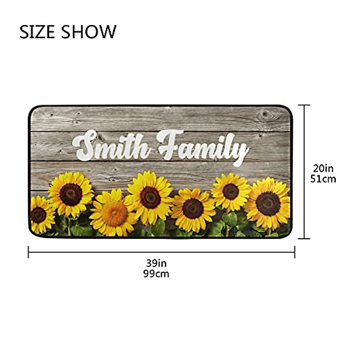 DOMIKING Custom Kitchen Rugs Non-Slip Personalized Kitchen Mat for Floor Fall Kitchen Decor Accessories Rustic Comfort Foam Rug Farmhouse Standing Mat Customized Doormat (39"x 20")