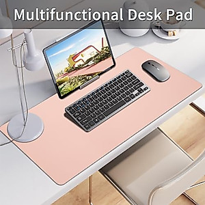 Pink Desk Mat, Waterproof Non-Slip Leather Desk Pad, Large Mouse pad, Computer Mat for Desk, Pink Desk Accessories Easy Clean for Office/Home (31.5×15.7 Inches)