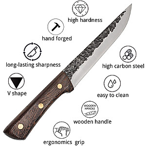 ZENG JIA DAO Full Tang Boning Knife Fillet Knife with Sheath, for deboning, meat cutting and slicing，6 inch Razor Sharp Meat Cleaver Butcher Knife