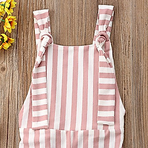 Toddler Baby Girl Stripes Bell-Bottom Jumpsuit Romper Overalls Long Pants Outfits (4-5 Years, Brown Pink)