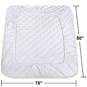 Utopia Bedding Quilted Fitted Mattress Pad (King) - Elastic Fitted Mattress Protector - Mattress Cover Stretches up to 16 Inches Deep - Machine Washable Mattress Topper