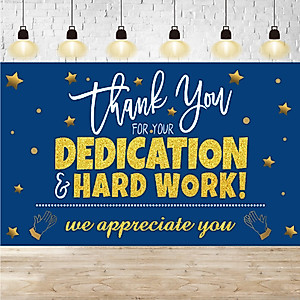 We Appreciate You Banner Decorations Thank You Banner Thank You for All You Do Backdrop for Teacher Employee Staff Doctors Nurse Poaster Boss Volunteer Appreciation Week Party Decor - Blue Gold