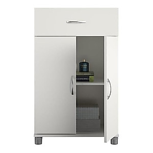 Pemberly Row Transitional 24" 1 Drawer/2 Door Base Storage Cabinet in White