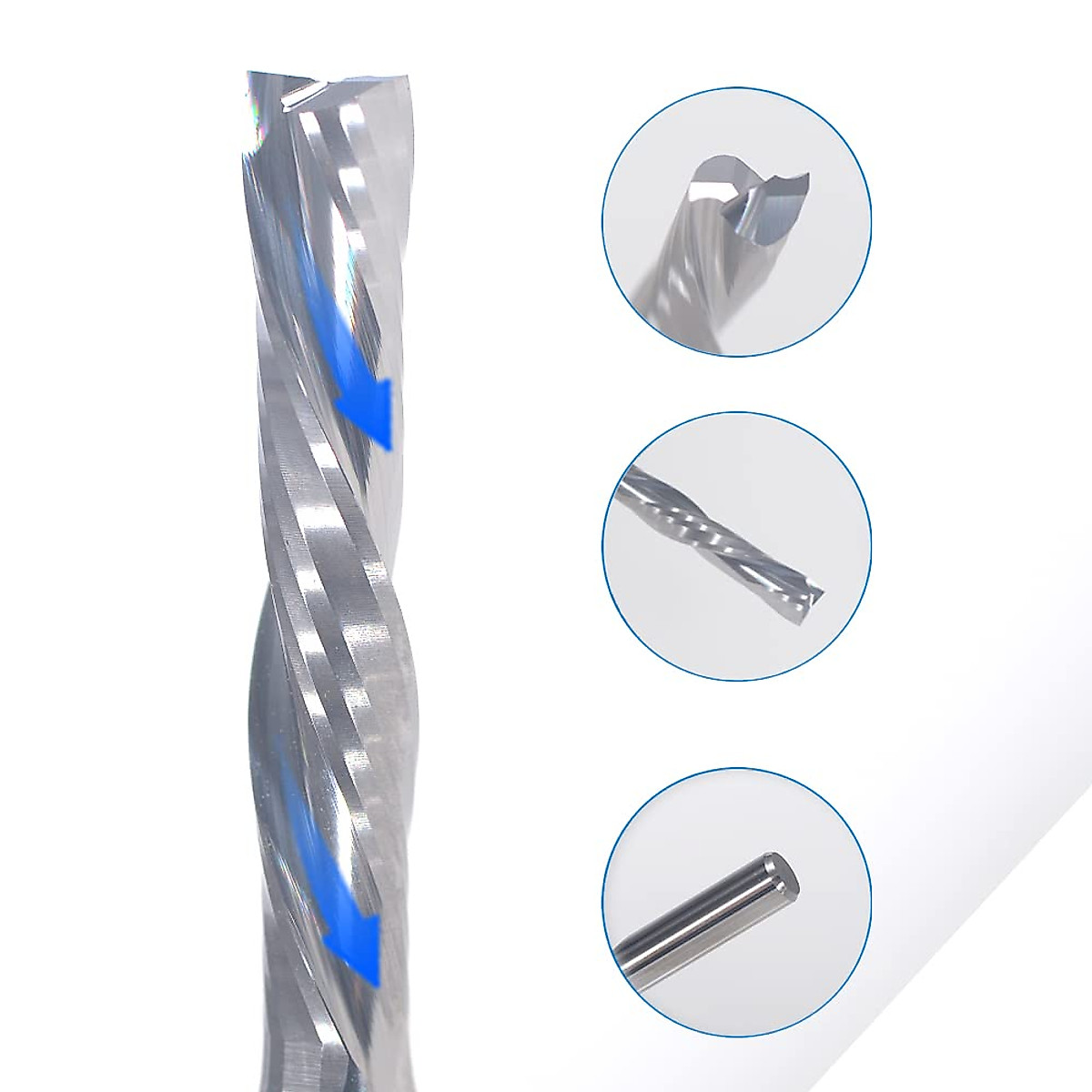 Hozly Downcut Bit 1/8" Shank Down Cut Spiral CNC Router Bits End Mill Tungsten Carbide Milling Cutter Set 5 Pack