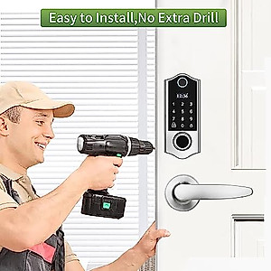 Harfo Fingerprint Door Lock with 2 Lever Handles, Smart Door Lock, Keyless Entry Door Lock, Door Locks with Keypads, Front Door Lock Set, Keypad Door Lock with Handle (Satin Nickel)