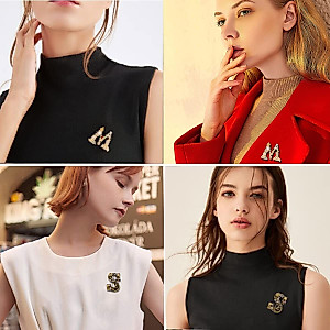 Pearl Initial Letter Brooch Pin, Crystal Rhinestone Gold Plated Alphabet Brooches for Women Girls, Pearl Lapel Pin for Bag Clothes Costume Jewelry - S