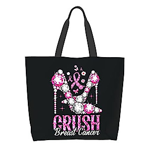 Coirtbom Crush Breast Cancer Awareness Tote Bag Ladies Cute Shopping Bag Large Capacity Shoulder Bag Work Fit Fashion Handbag Organizer