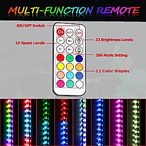 Niwaker 2ft Smoked Black LED Whip Lights with RF Wireless Remote Control RGB Dancing/Chasing Lighted Whip Antenna LED Whips for ATV UTV Polaris RZR Can-am Truck Off Road Vehicle 4x4 Dune SUV Roof