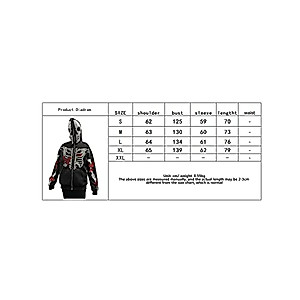 Nvzhuang Womens Y2k Zip Up Skeleton Graphic Hoodies Halloween Rhinestone Oversized Vintage Hoodie Goth Fall Jacket Streetwear (Black Blue, S)