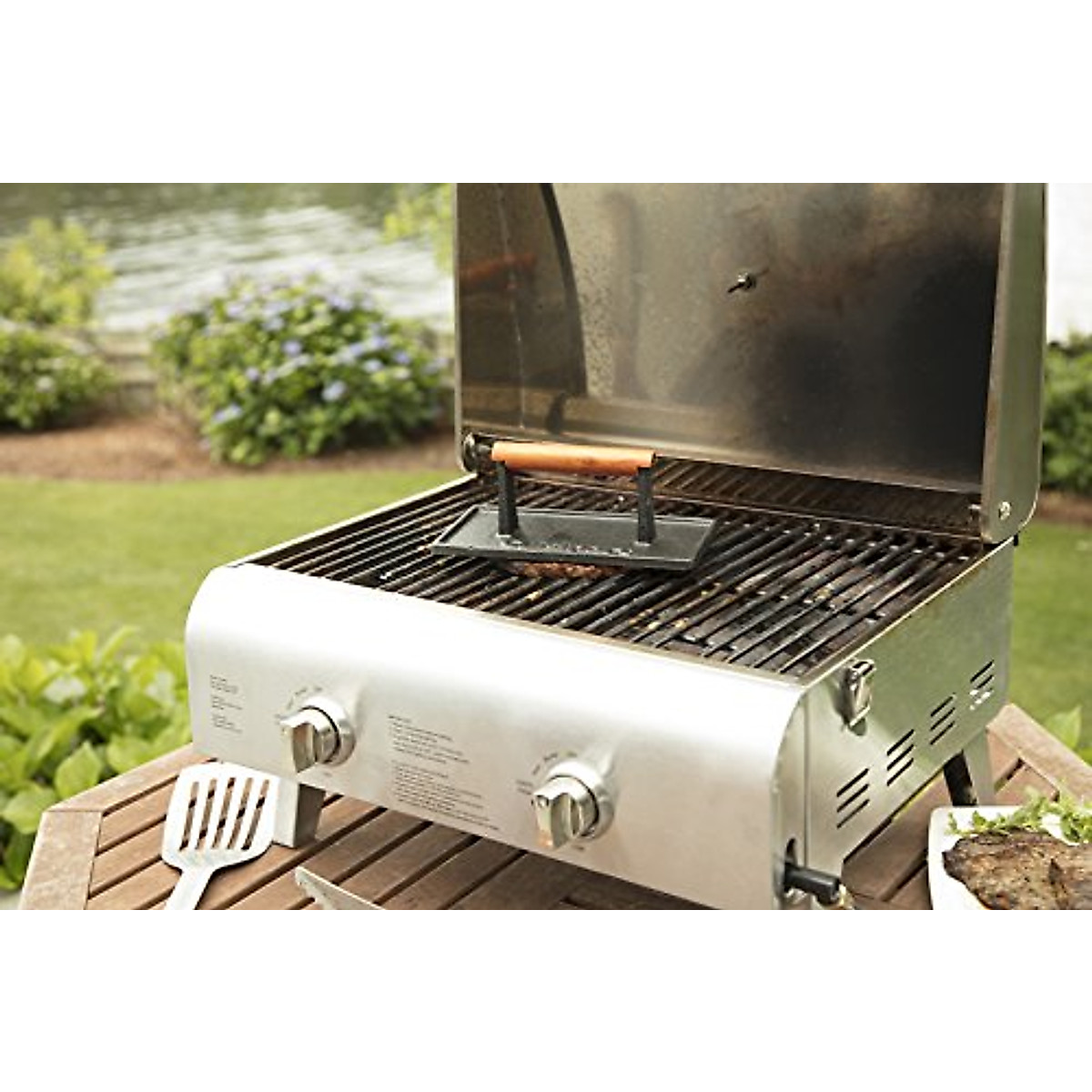 Cuisinart CGPR-221 Cast Iron Grill Press (Wood Handle), Weighs 2.1-pounds