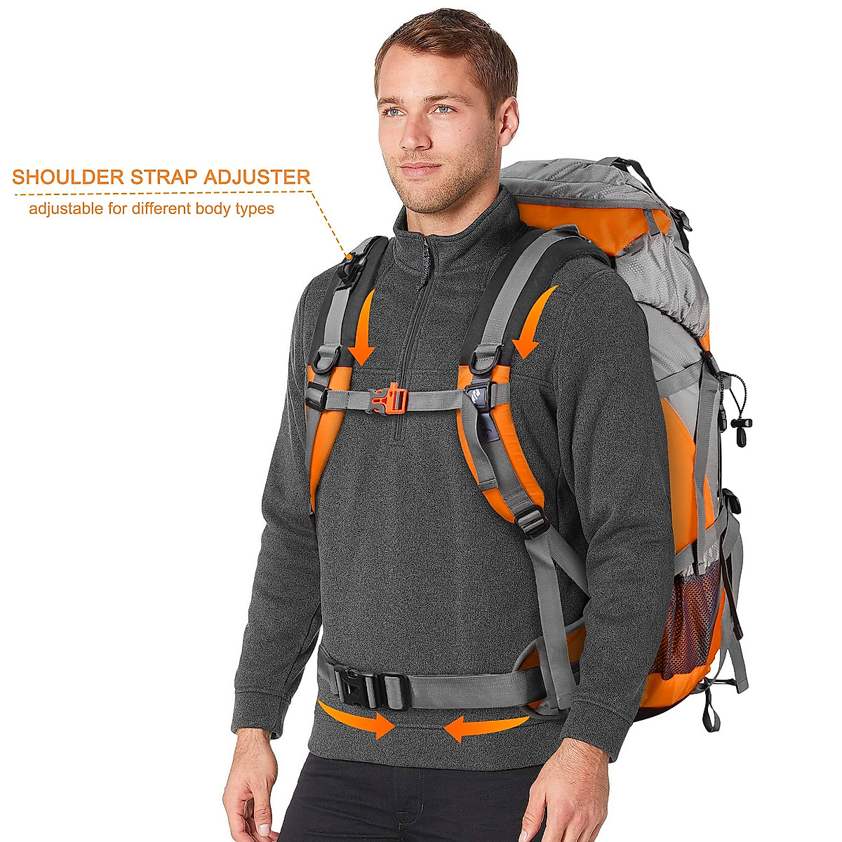 Loowoko 50L Hiking Backpack, Waterproof Camping Essentials Bag with Rain Cover, 45+5 Liter Lightweight Backpacking Back Pack