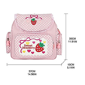 Ruzida Girl Embroidery Strawberry School Backpack Children's Schoolbag Girls Birthday Gift Japanese Style Outdoor Daypack