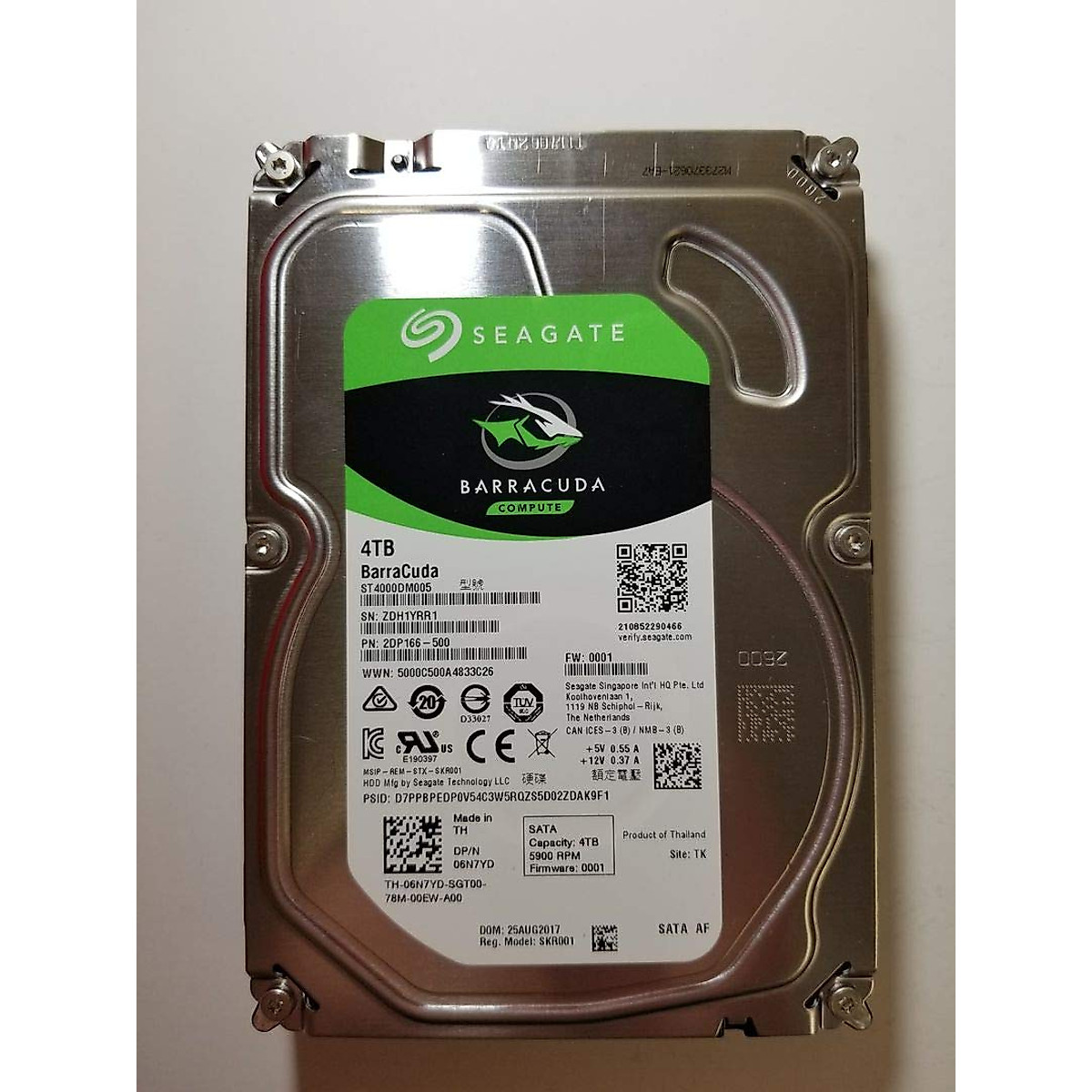 Seagate 4TB HDD 5.9K RPM 3.5" 6Gb/s SATA Hard Disk Drive Model: ST4000DM005 DP/N: 6N7YD