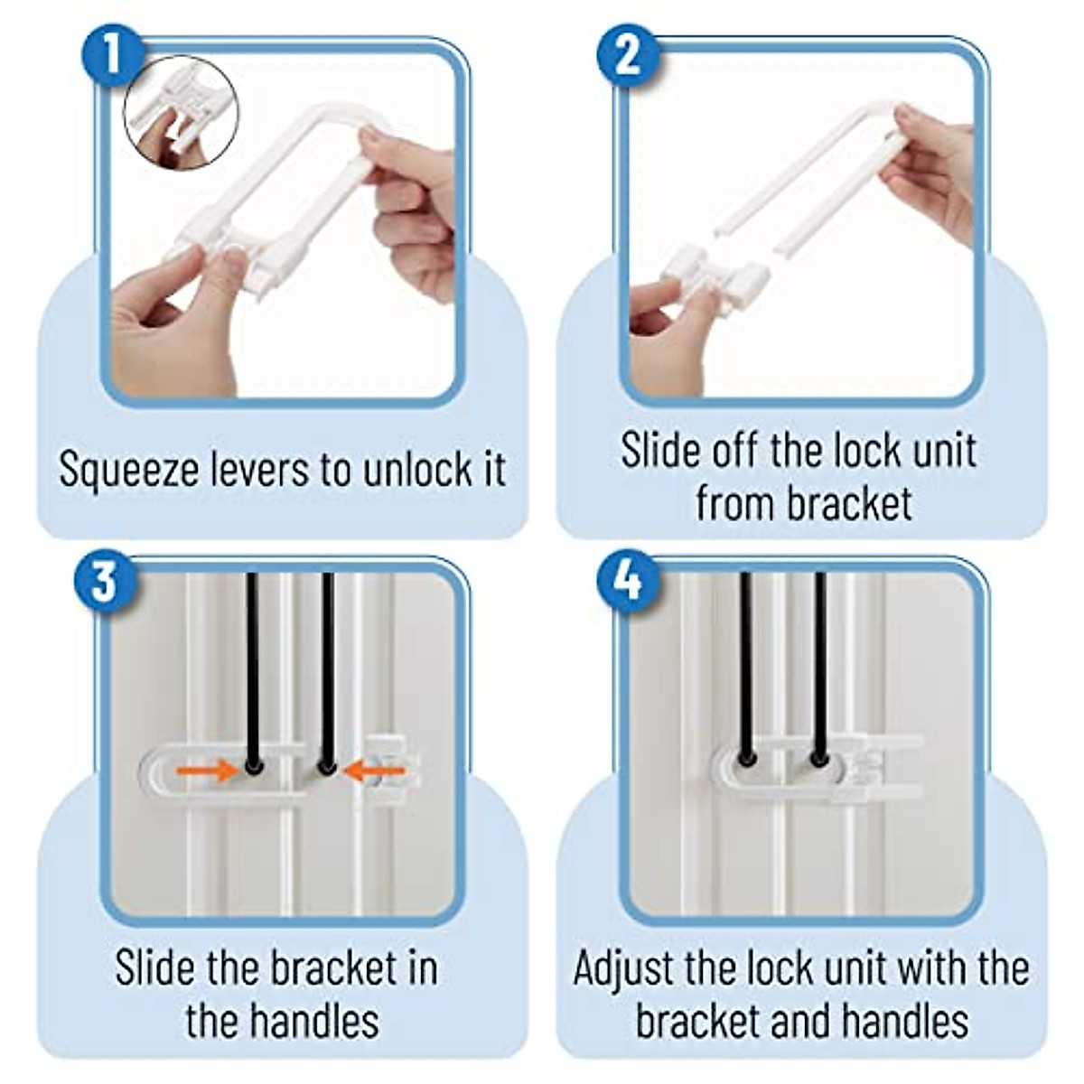 Bates- Cabinet Locks for Babies, 8pcs, Adjustable, U-Shaped Child Locks for Cabinets, Child Proof Cabinet Latches, Baby Proofing Cabinets, Baby Proof Cabinet Locks, Child Safety Cabinet Locks