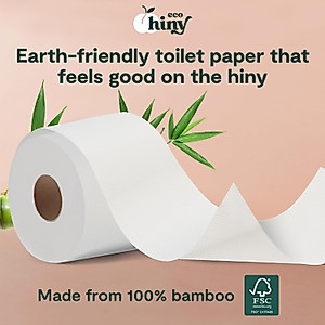 ecoHiny Premium & Soft Bamboo Toilet Paper | 12 Mega Rolls, 3 ply, 350 Sheets | FSC Certified, PFAS & BPA Free, Septic Safe | Tree Free & Plastic Free