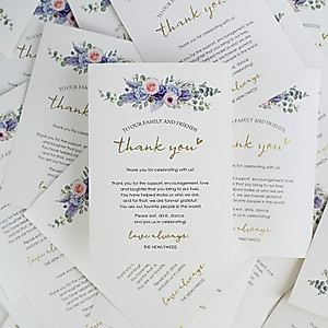 HUIHUANG Place Cards, 50 Pcs Greeting Card for Wedding, Bridal Shower, Thank You, 4 x 6 in, Blue Floral